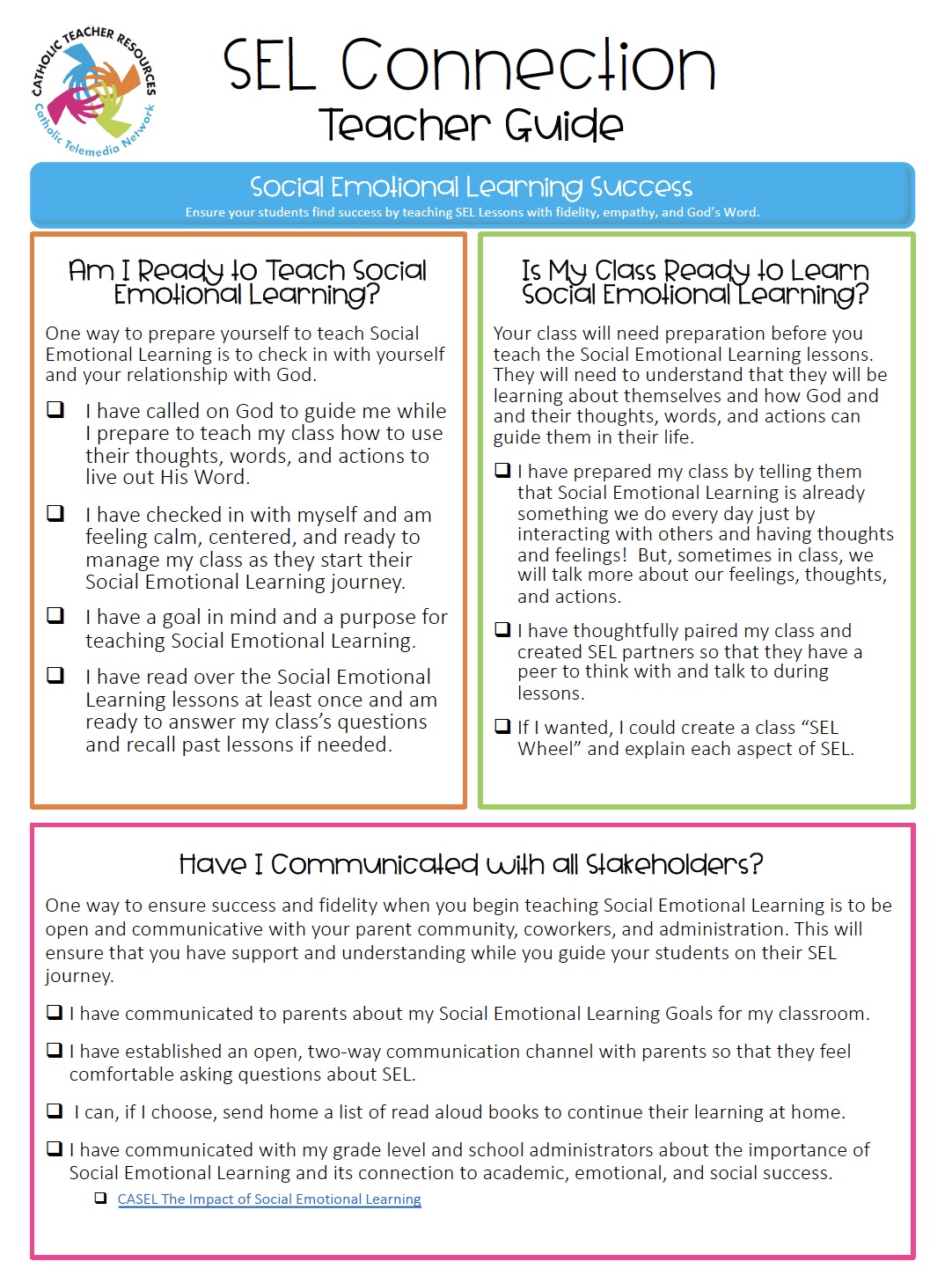 SEL Connection - Relationship Skills - Catholic Teacher Resources